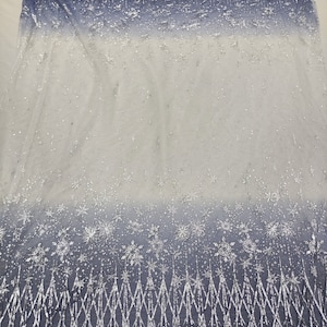 Frozen Print Snowflake Tulle Lace Fabric, Silver Snowflake Lace Fabric ...