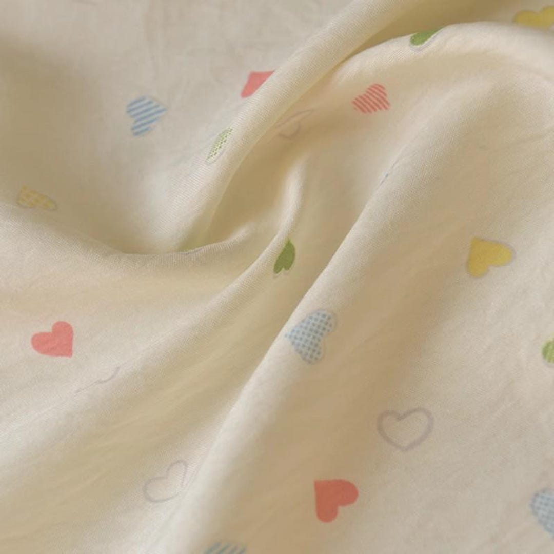 Soft Heart Shape Fabric, Beige Hearts Print Fabric for Dress, Skirts ...