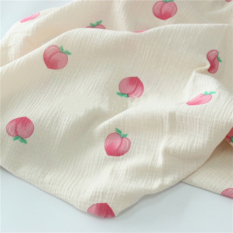 Cute Peach Prints Double Gauze Baby Cotton Muslin Crinkly | Etsy