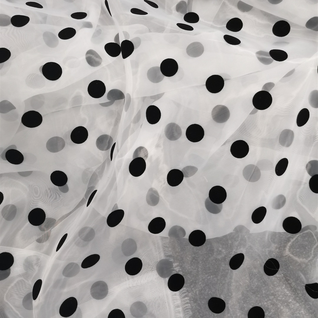 Dotted Fabric, Large 2 Cm Polka Dots Organza Lace Fabric, Flocked Dots ...