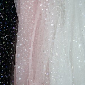Small Star Lace Fabric, Print Ombre Star Tulle Mesh Lace Fabric for ...