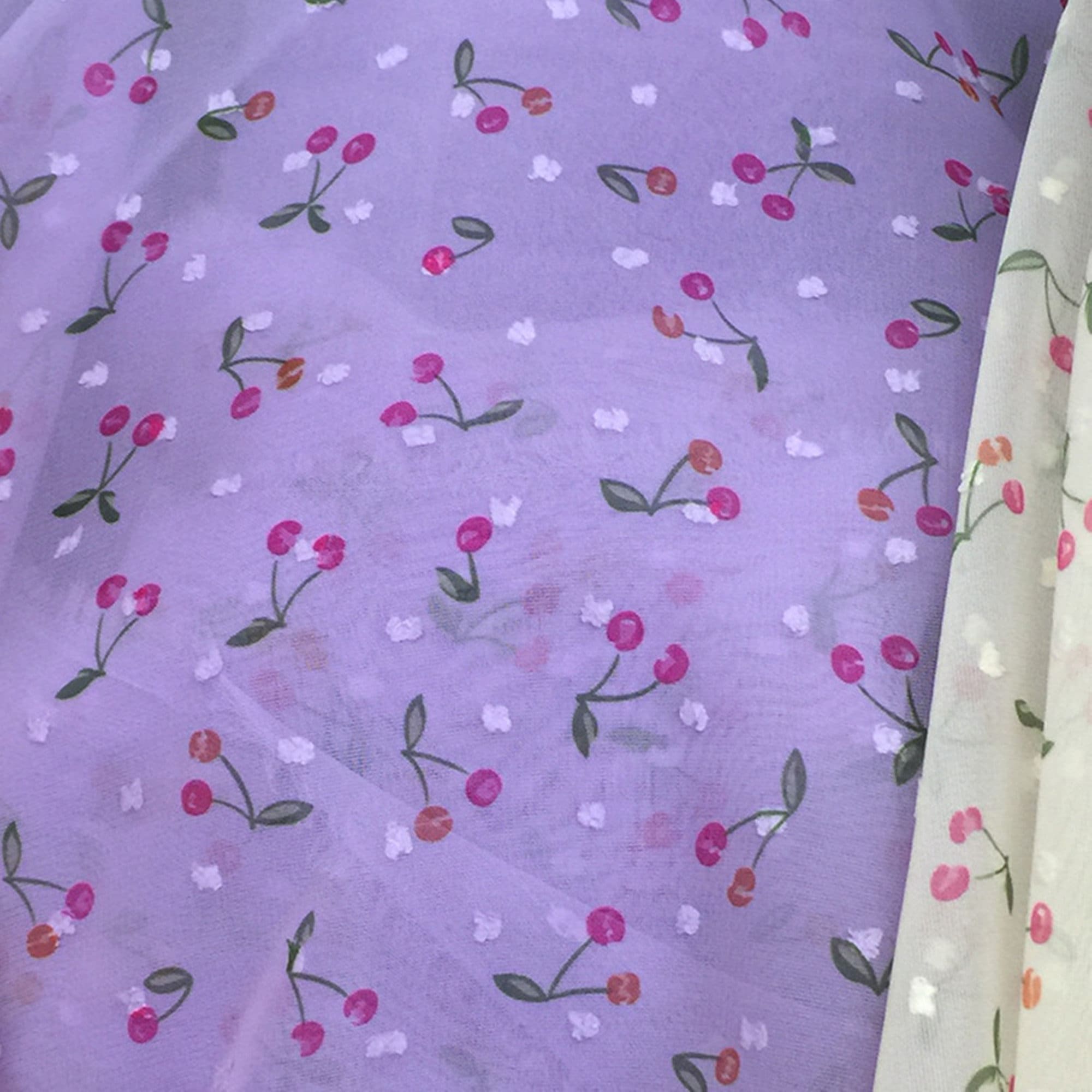 Cherry Fabric Soft Chiffon Fabric Print Cherry Dot - Etsy