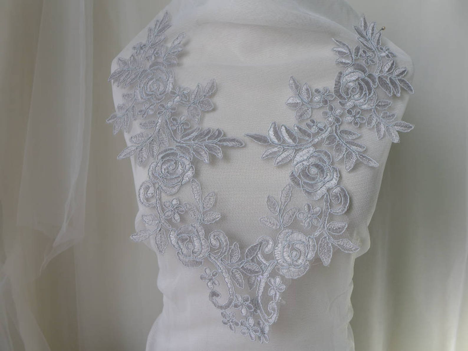 Elegant Flower Lace Applique Alencon Bridal Wedding Applique | Etsy