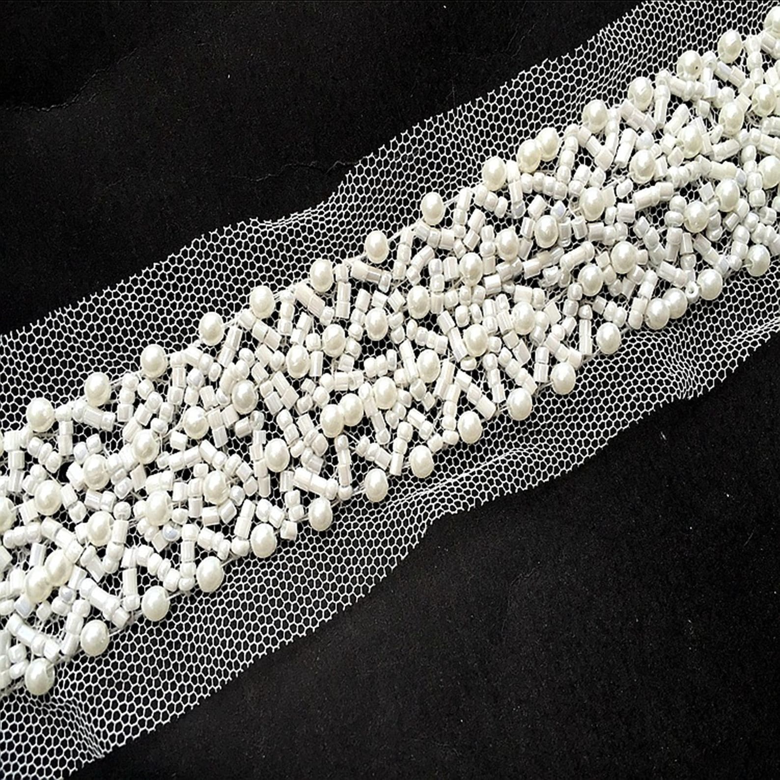 Black Beaded Lace Trim Pearl Beading Lace Trim for Costume Design ...