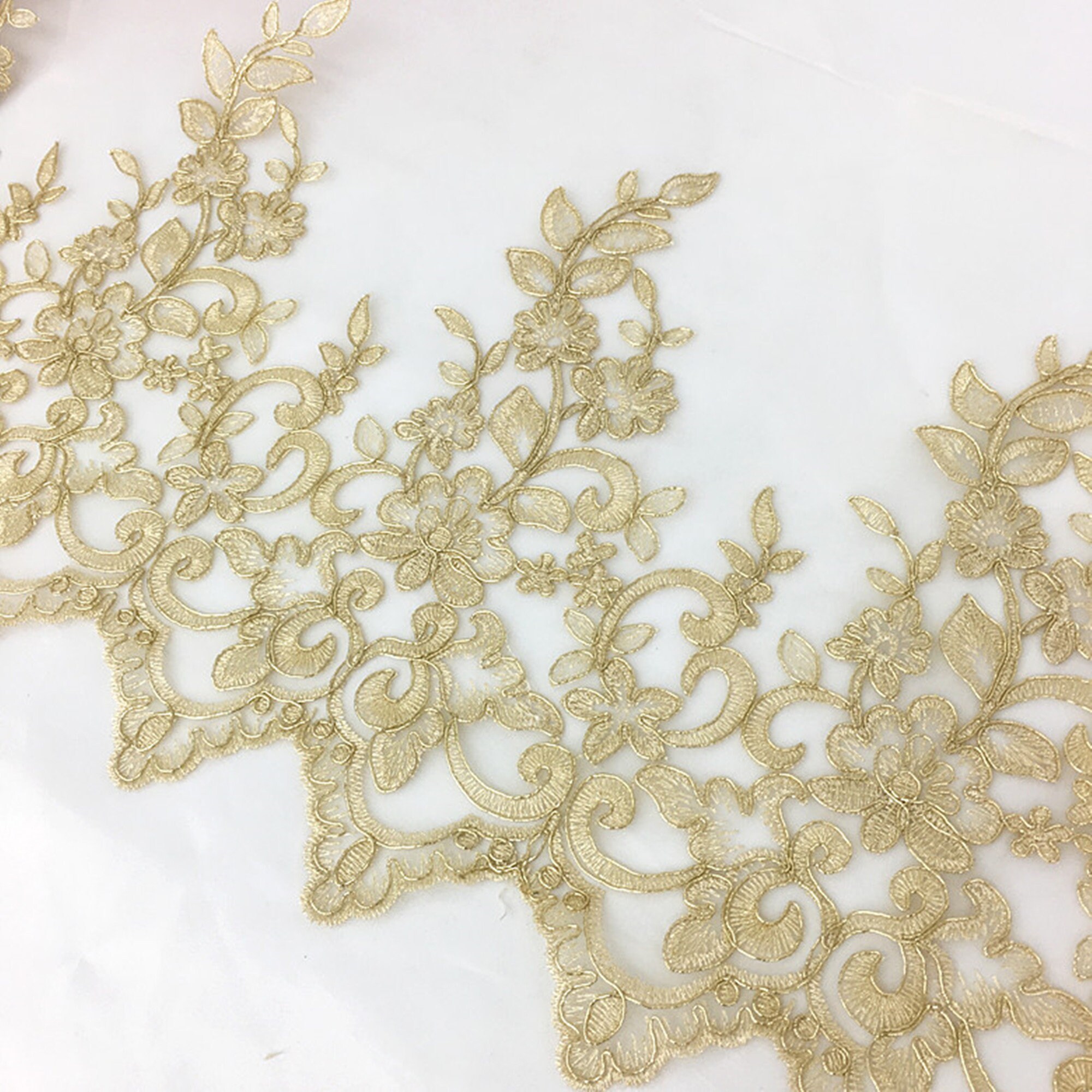 11 Wide Gold Alencon Lace Trim Corded Lace Trim - Etsy