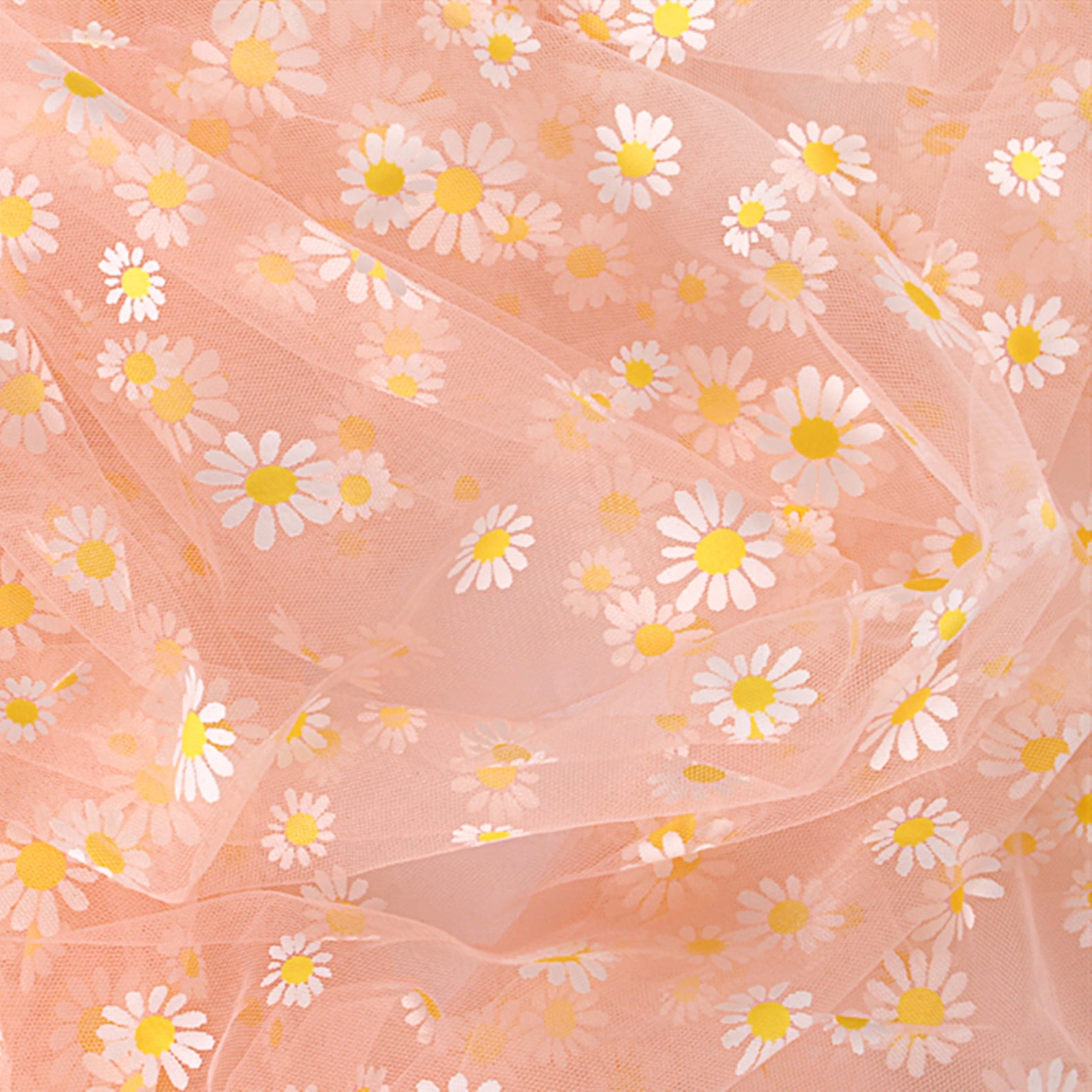 Daisy Lace Fabric, Daisy Print Tulle Mesh Lace Fabric, Daisy Floral ...