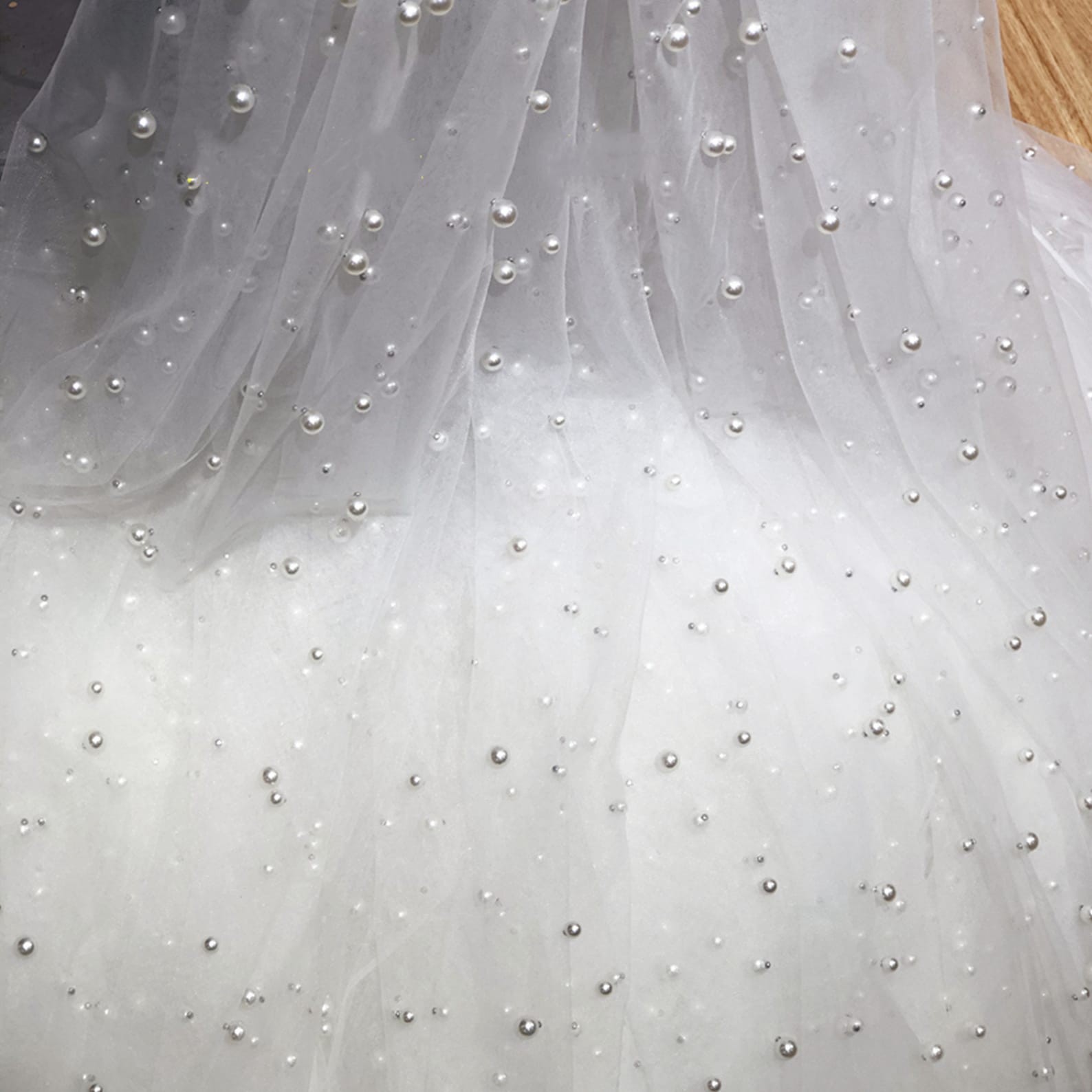 Pearl Lace Fabric, Beaded Pearls Tulle Fabric, 2 Sizes Pearl Beaded ...