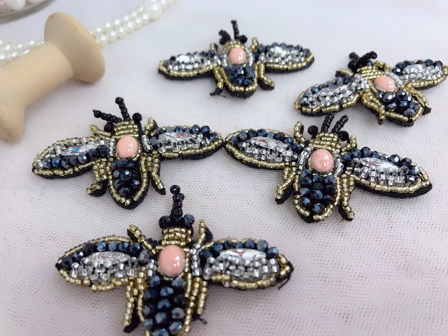 Bee Beaded Patches, Graceful Rhinestone Applique for Clothing DIY ...