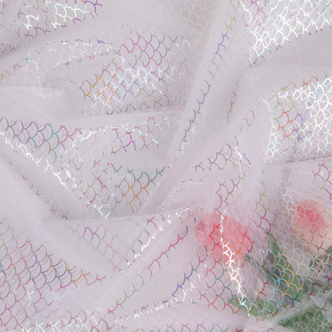 9 Colors Shimmering Fish Scales Pattern Tulle Fabric, Shinny Tulle Lace ...