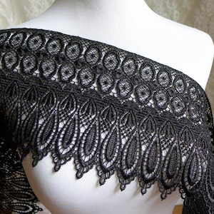 Lace Trim, Wide Black Lace Trim With Teardrop for Millinery, Sashes ...