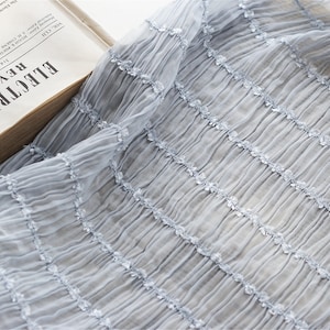 Pleated Chiffon Fabric, Striped Chiffon Lace Fabric, Ruffle Elastic ...