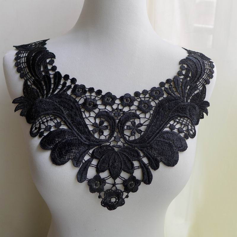 Lace Applique Black Applique Collar Venise Lace Applique One - Etsy