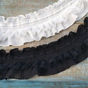 Stretch ruffle lace trim ruffle chiffon trim pleated stretch | Etsy