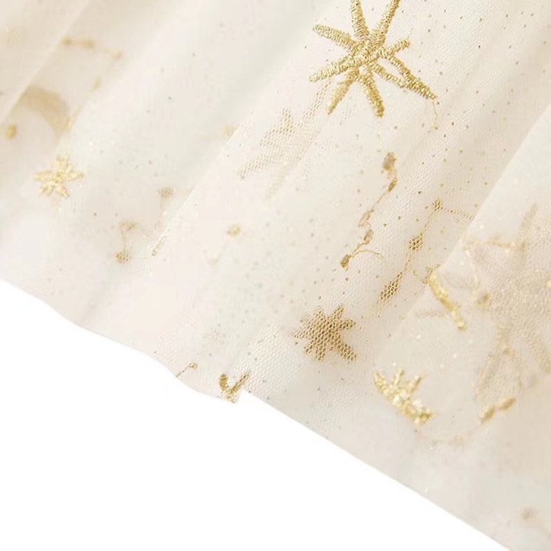 Embroidered Moon Pattern Lace Fabric Gold Glitter Star Moon | Etsy