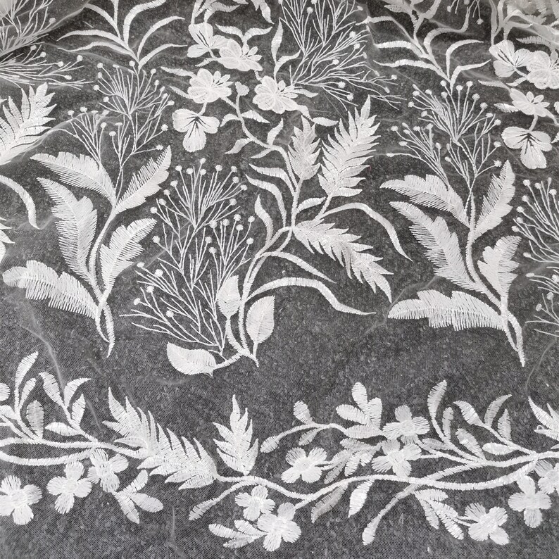 Gorgeous Floral Leaf Overlay Embroidery Lace Fabric Wedding - Etsy