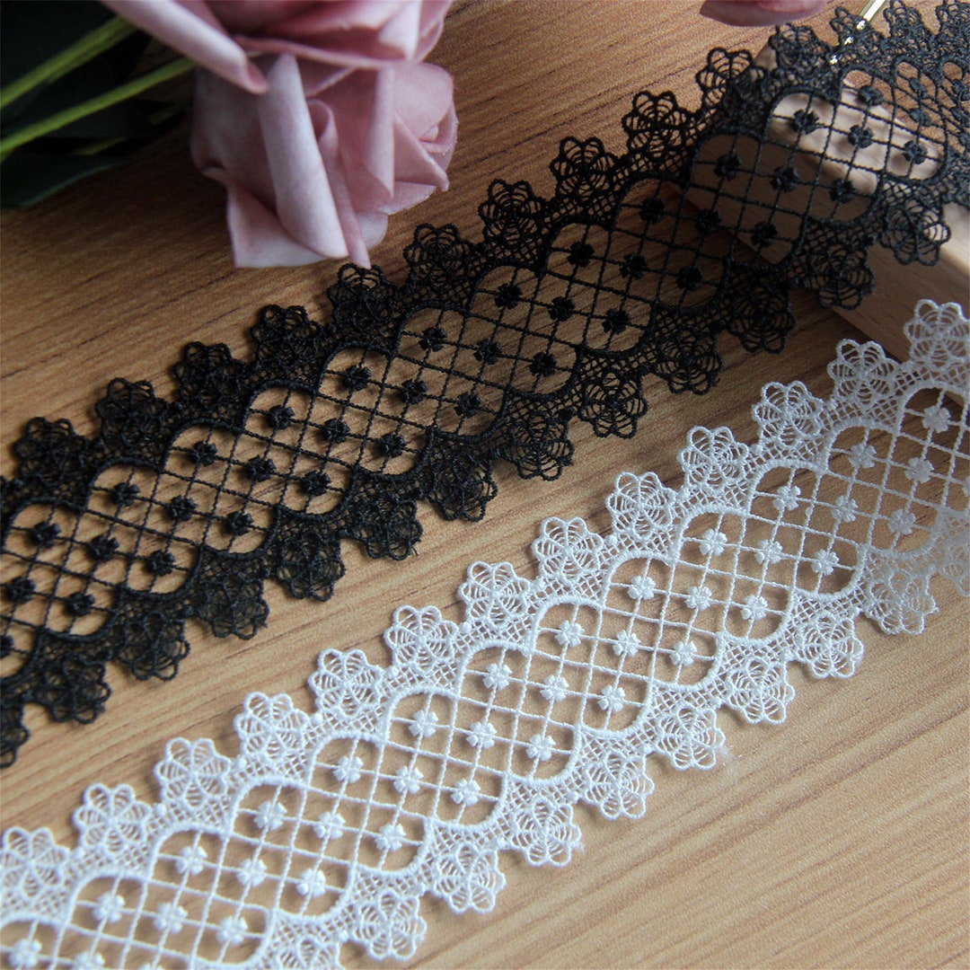 2 Yards Pretty Hollow Out Guipure Lace Trim With Floral Embroidery ...