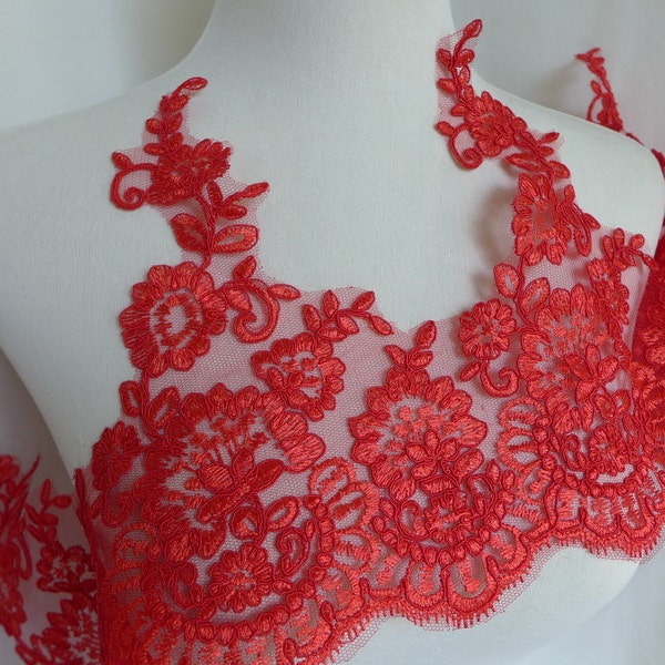 Red Lace Trim - Etsy