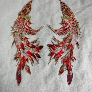 Beautiful Red Phoenix Bird Applique Embroidery Applique Patch Decor for ...