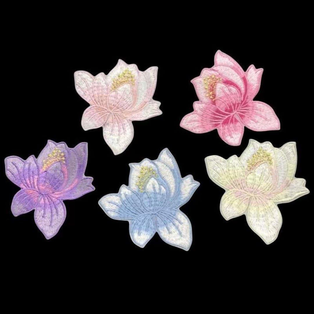 Lovely and Cute Lotus Flower Lace Applique, Embroidered Lace Patch for ...