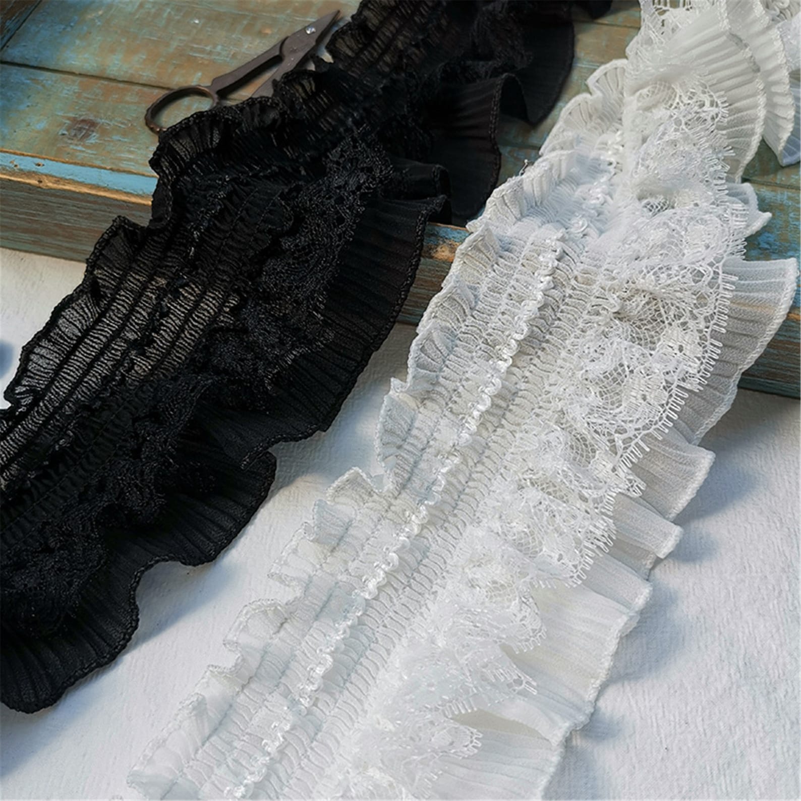 Stretch ruffle lace trim ruffle chiffon trim pleated stretch | Etsy