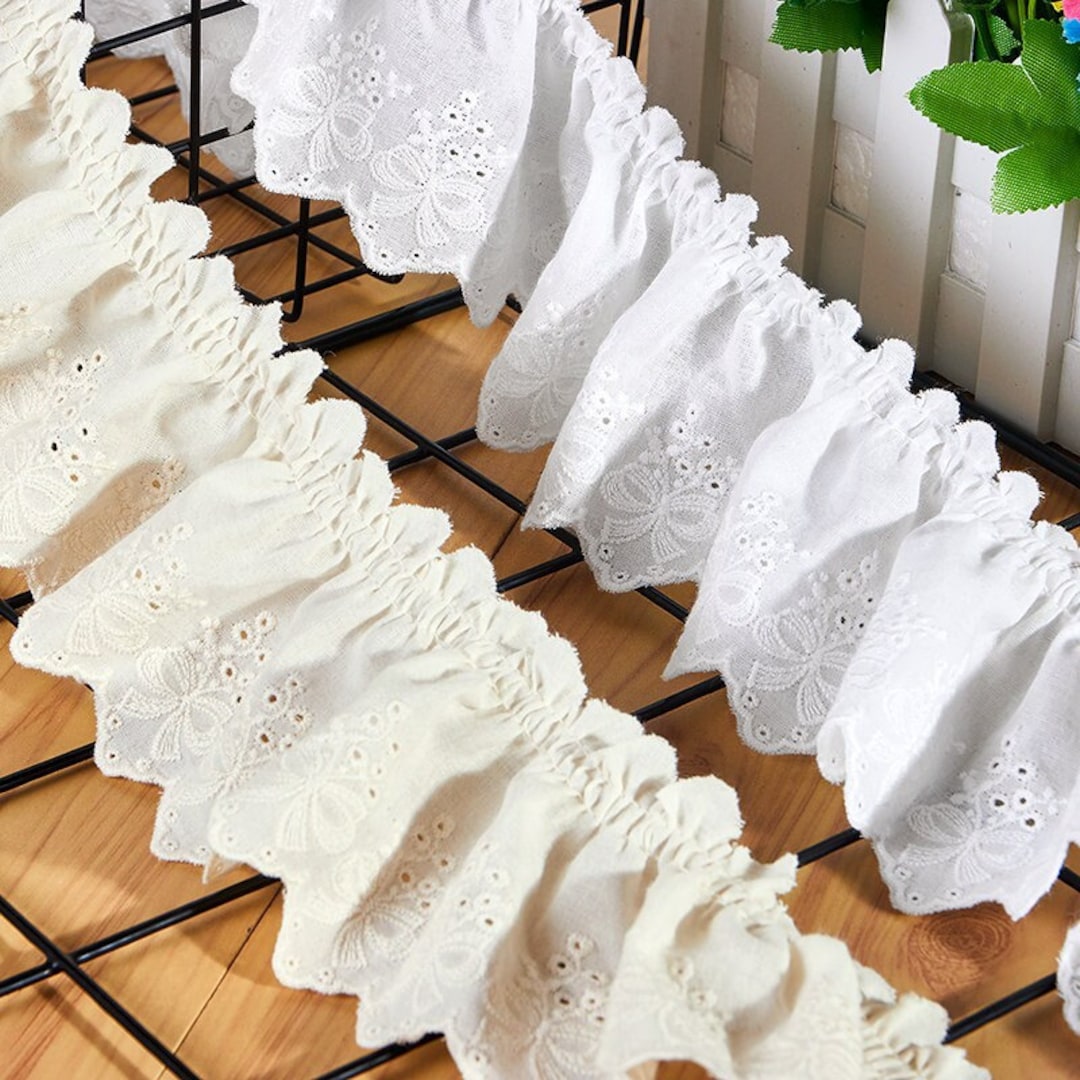 Ruffle Cotton Trim, Cute Bowknot Trim, Pleated Cotton Trim for Dress ...
