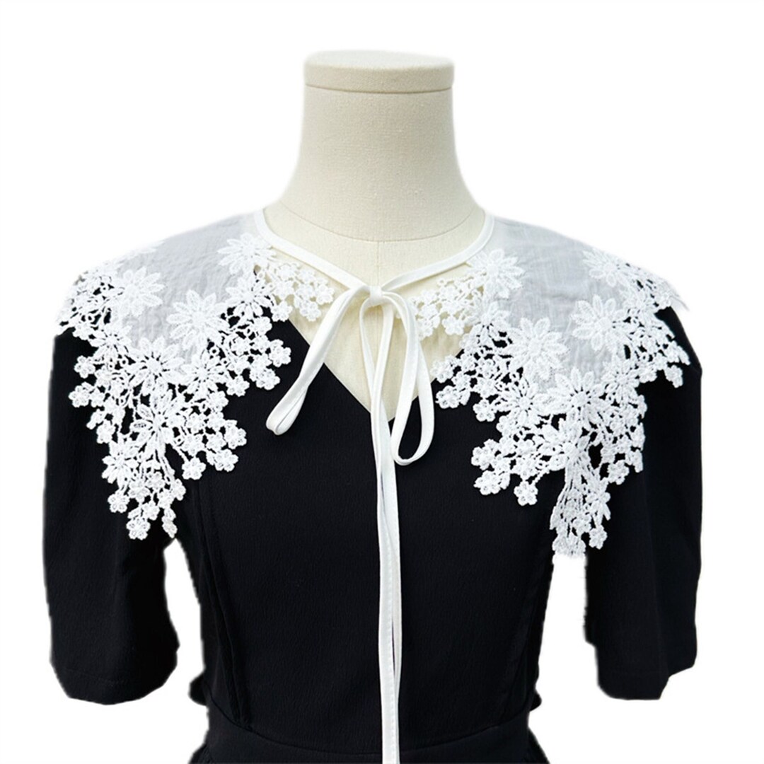 Beautiful Lace Collar, Fake Collar Applique, Hollow Out Floral ...