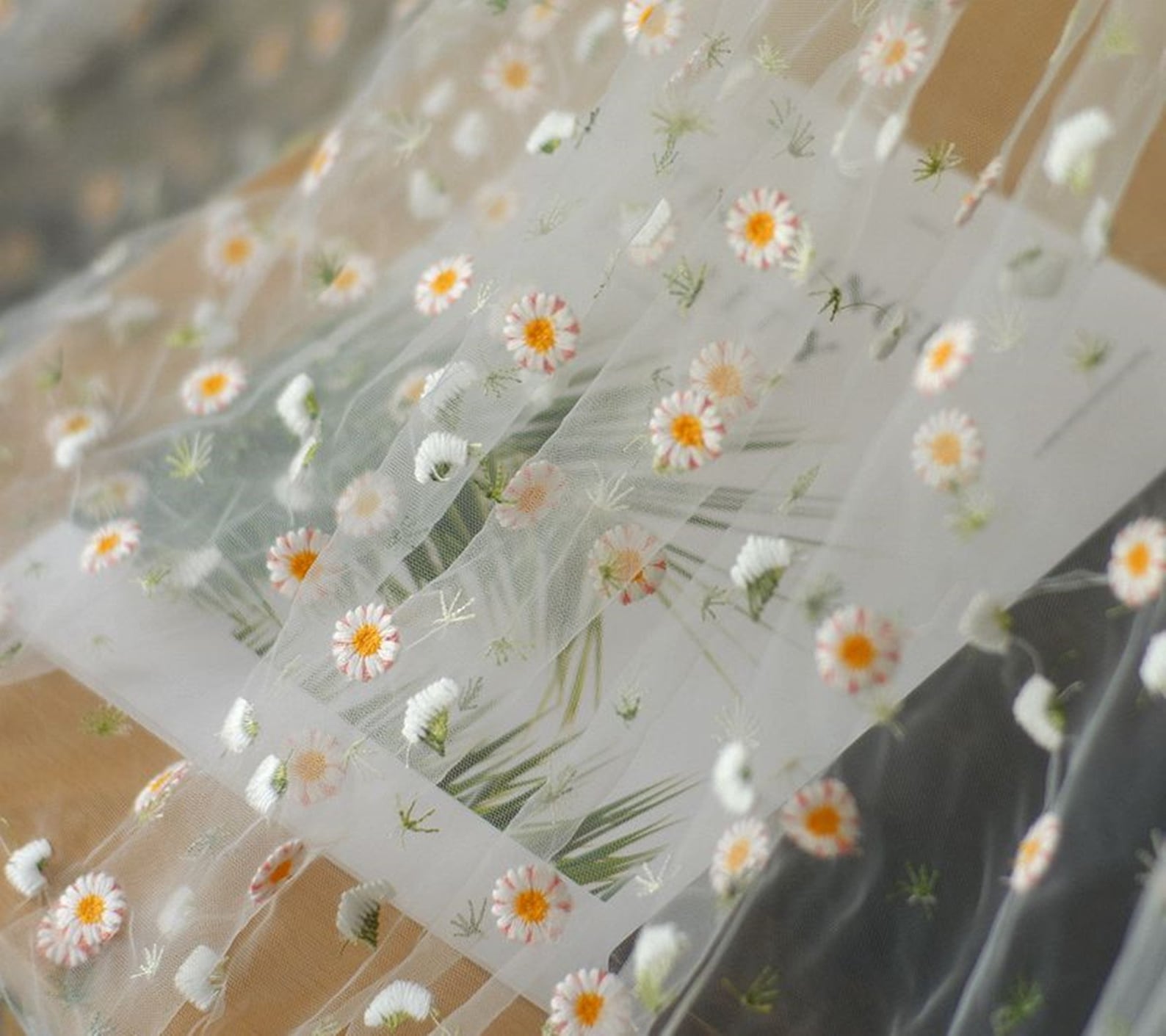 Beautiful Embroidered Floral Tulle Lace Fabric Daisy Tulle - Etsy