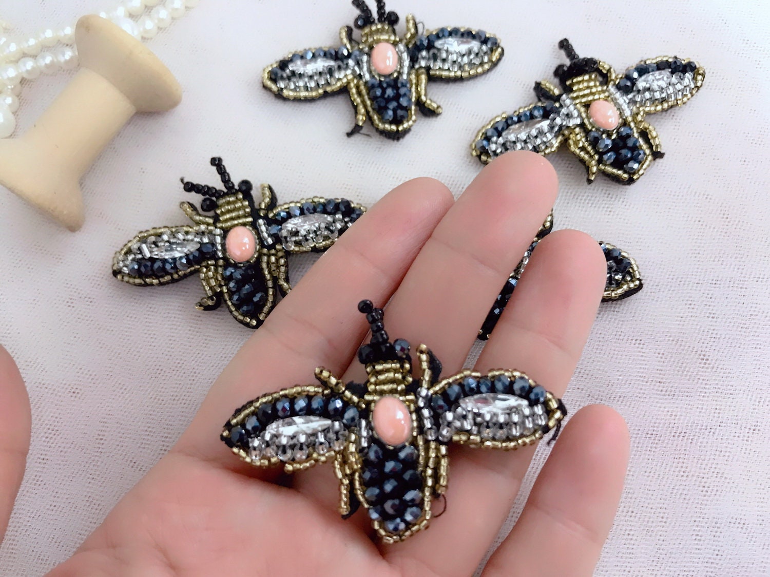 Bee Beaded Patches, Graceful Rhinestone Applique for Clothing DIY ...