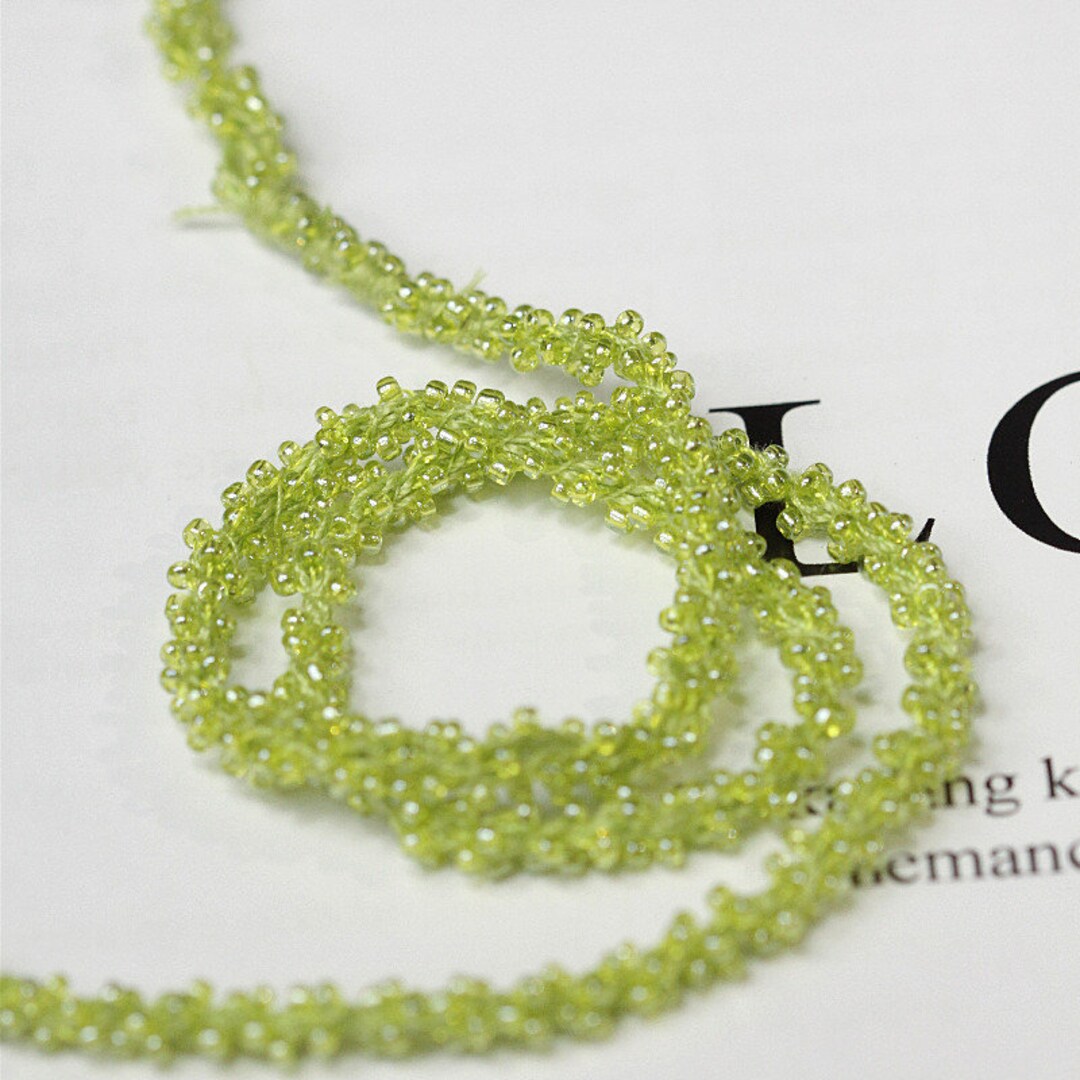 Pretty Green Narrow Beaded Trim for Party Dress, Belts, Sashes, Jewelry ...