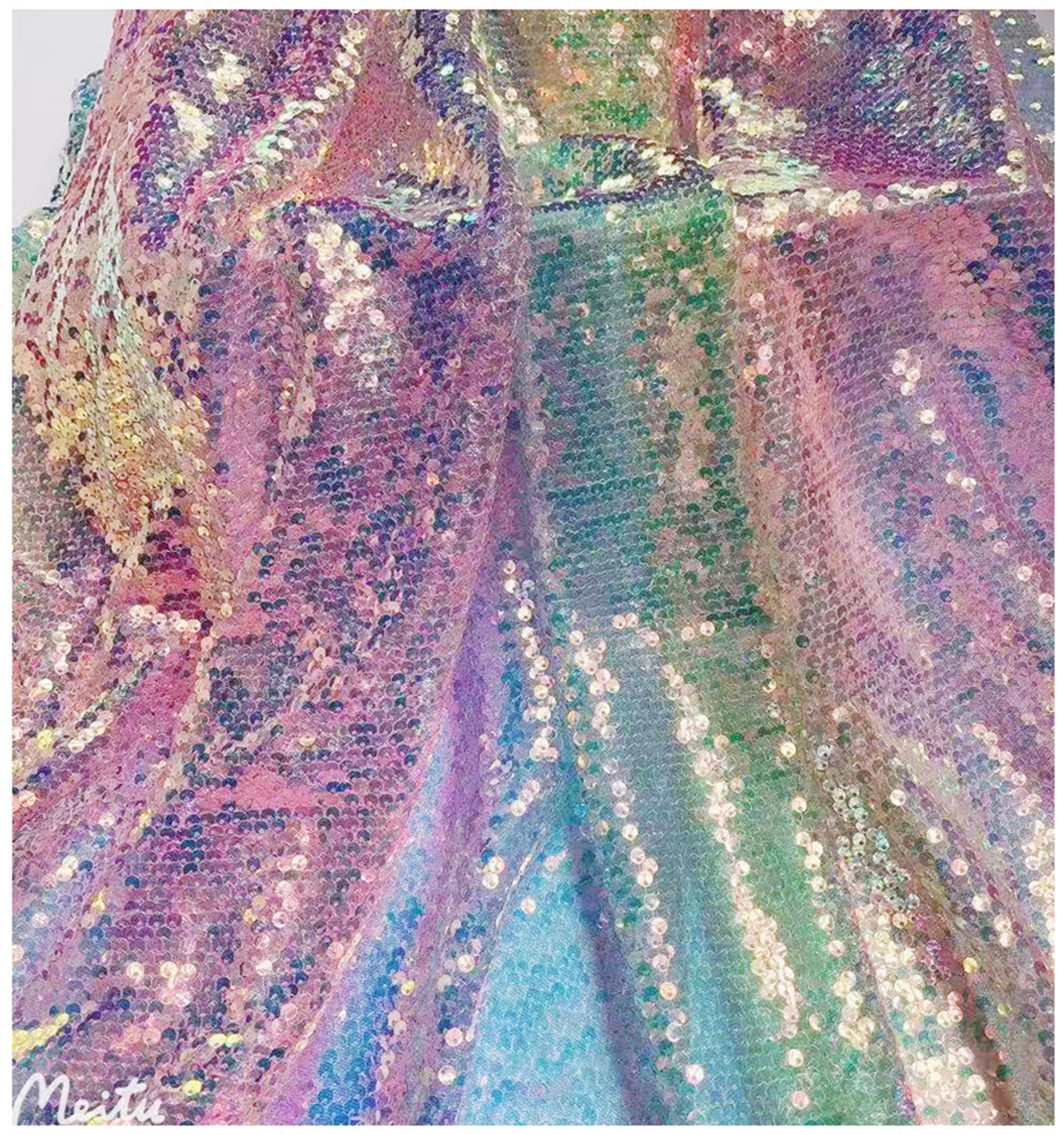 Chic Colorful Sequin Fabric, Ombre Rainbow Fabric, Sequins Lace Fabric ...