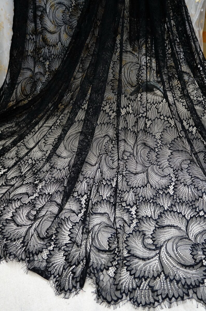 Unique Embroidery Chantilly Lace Fabric Bridal Eyelash Lace | Etsy