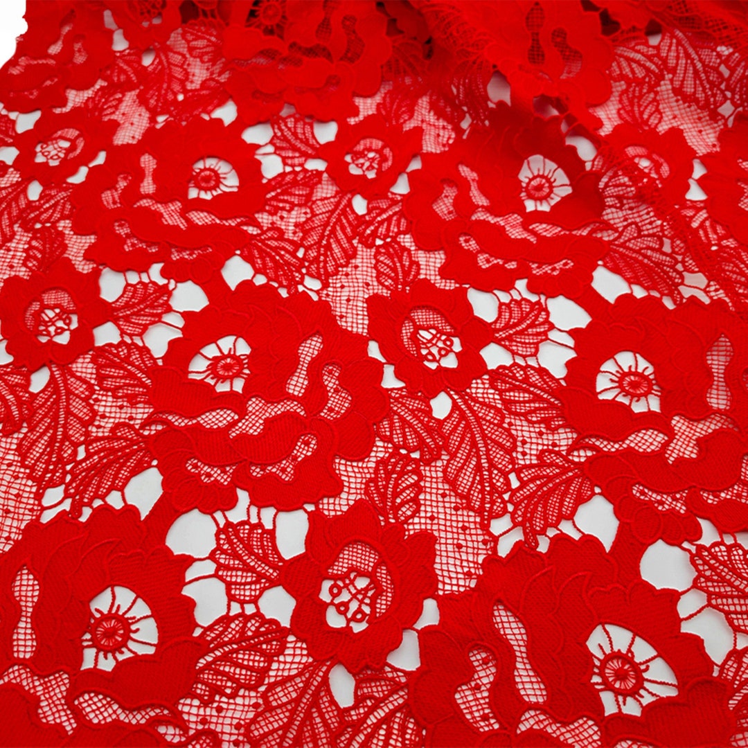 3 Colors Nice Floral Wedding Fabric, Flower Embroidery Lace, Hollowed ...
