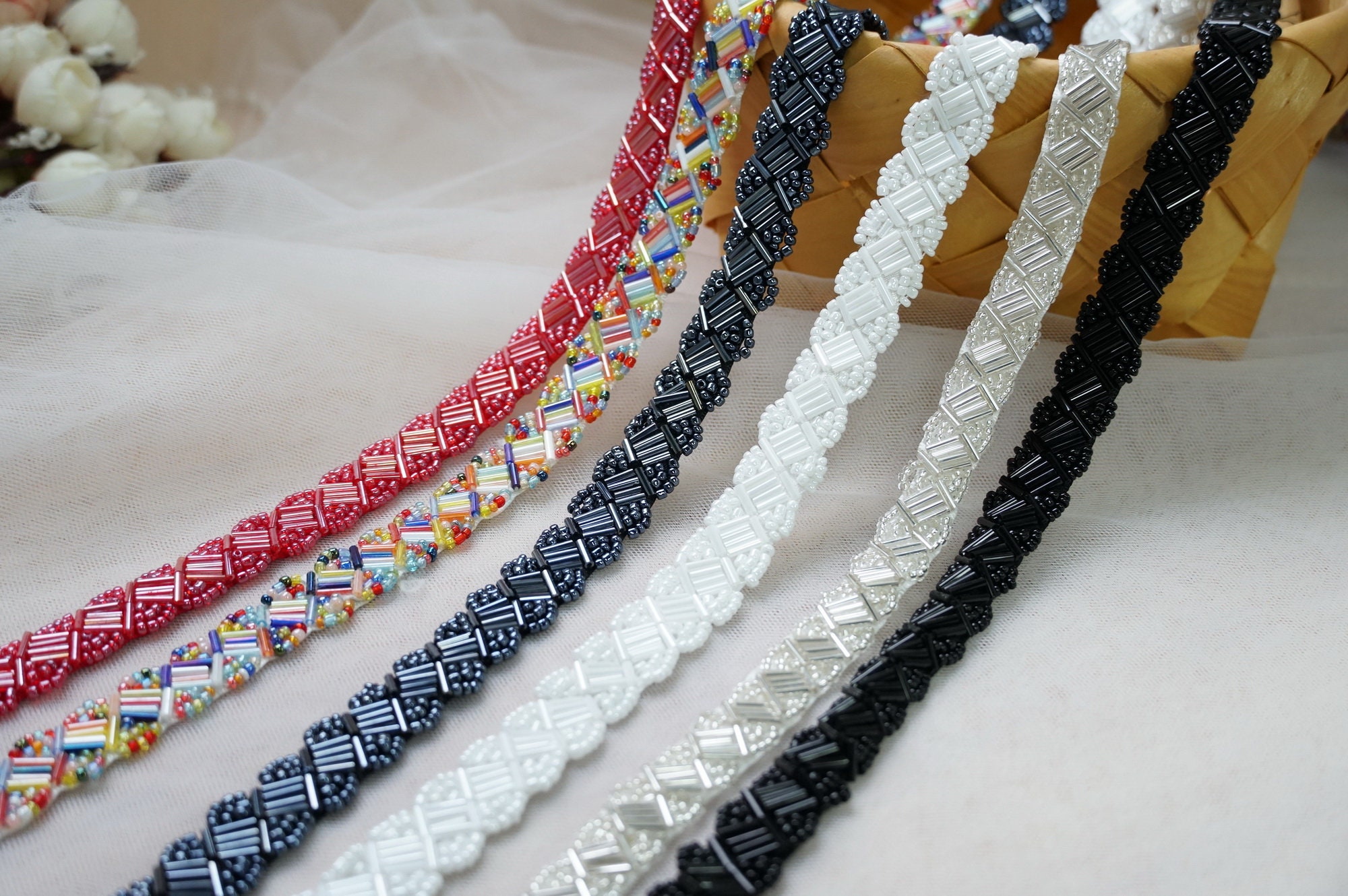 Beaded Lace Trim Wedding Dress Decoration Lace Pearl Beaded | Etsy