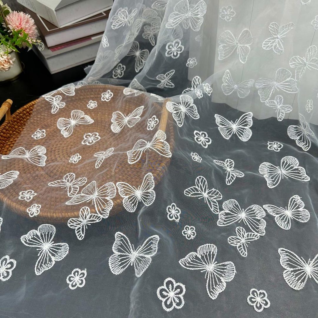 Butterfly Embroidery Organza Fabric, Lovely Butterflies Lace Fabric for ...