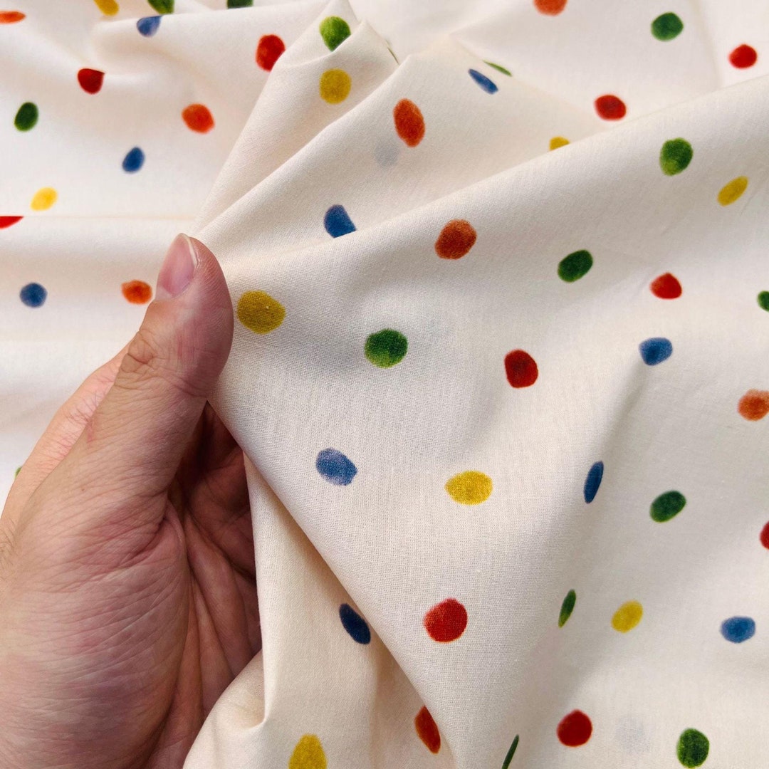 Cute Polka Dots Cotton Fabrics, Colorful Dots Print Cotton Fabric for ...