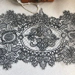 Vintage Black Lace Trim, Eyelash Lace Trim, Gothic Style Lace Trim ...