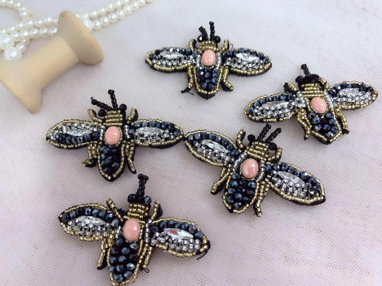 Bee Beaded Patches, Graceful Rhinestone Applique for Clothing DIY ...