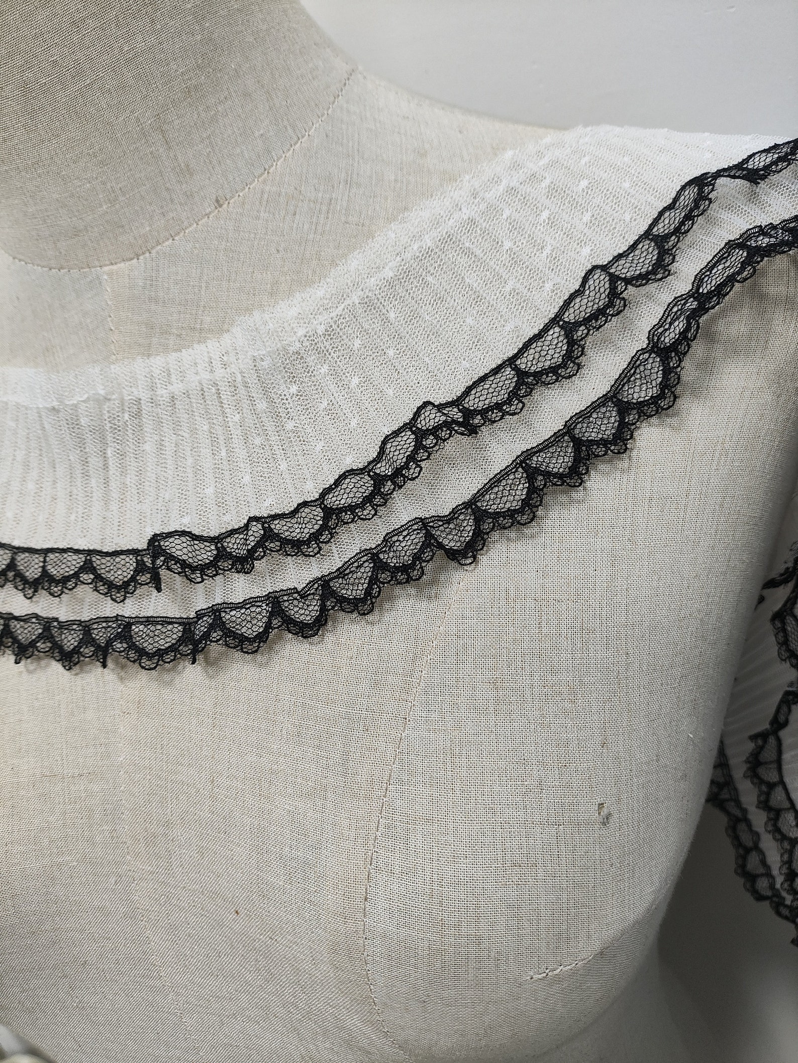 2 Yards Ruffle Lace Trim, Cute Polka Dots Scalloped Trim for Doll Dress ...