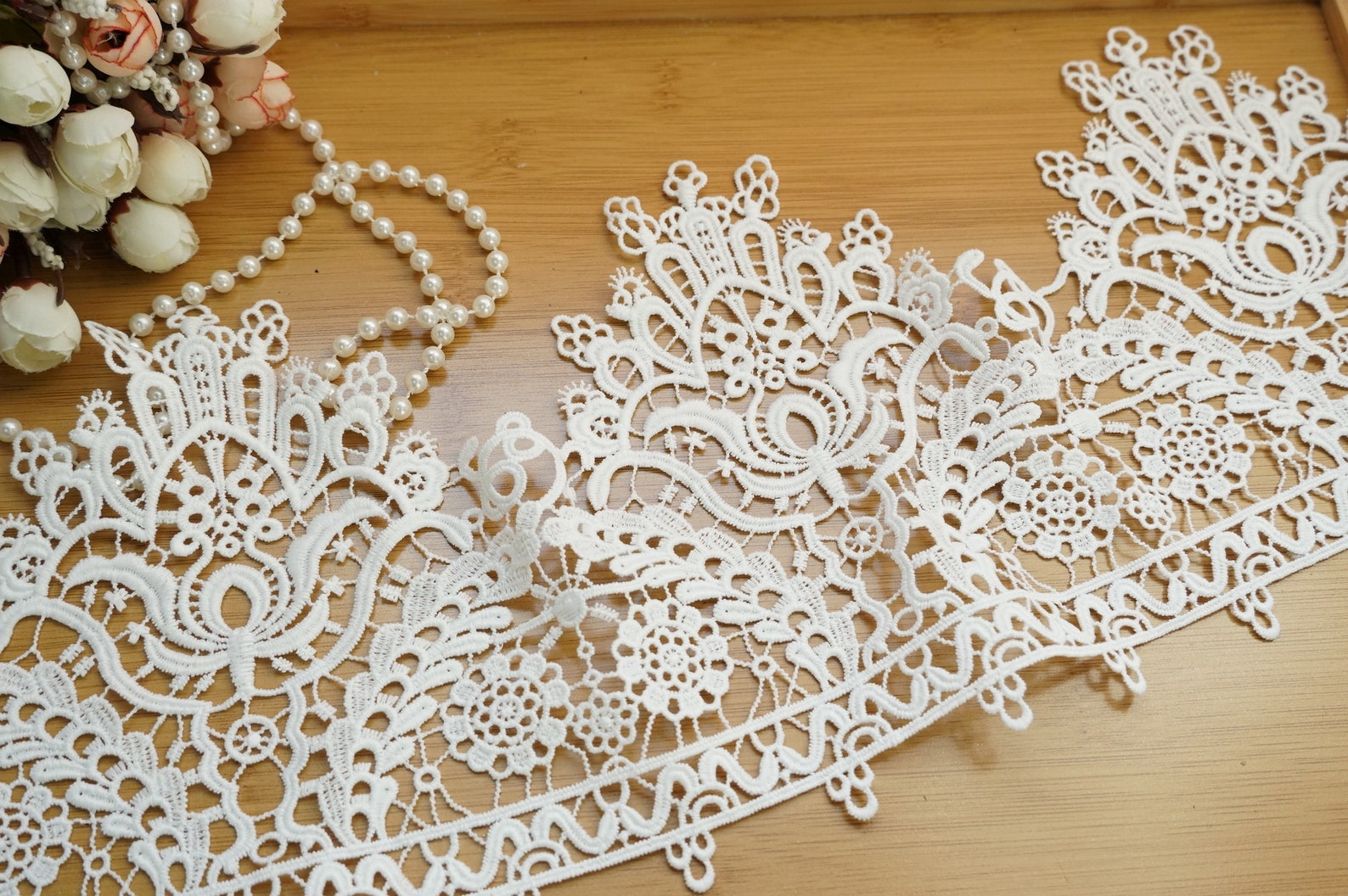 White Scalloped Lace Trim 6.8 Width Hollow Flower | Etsy