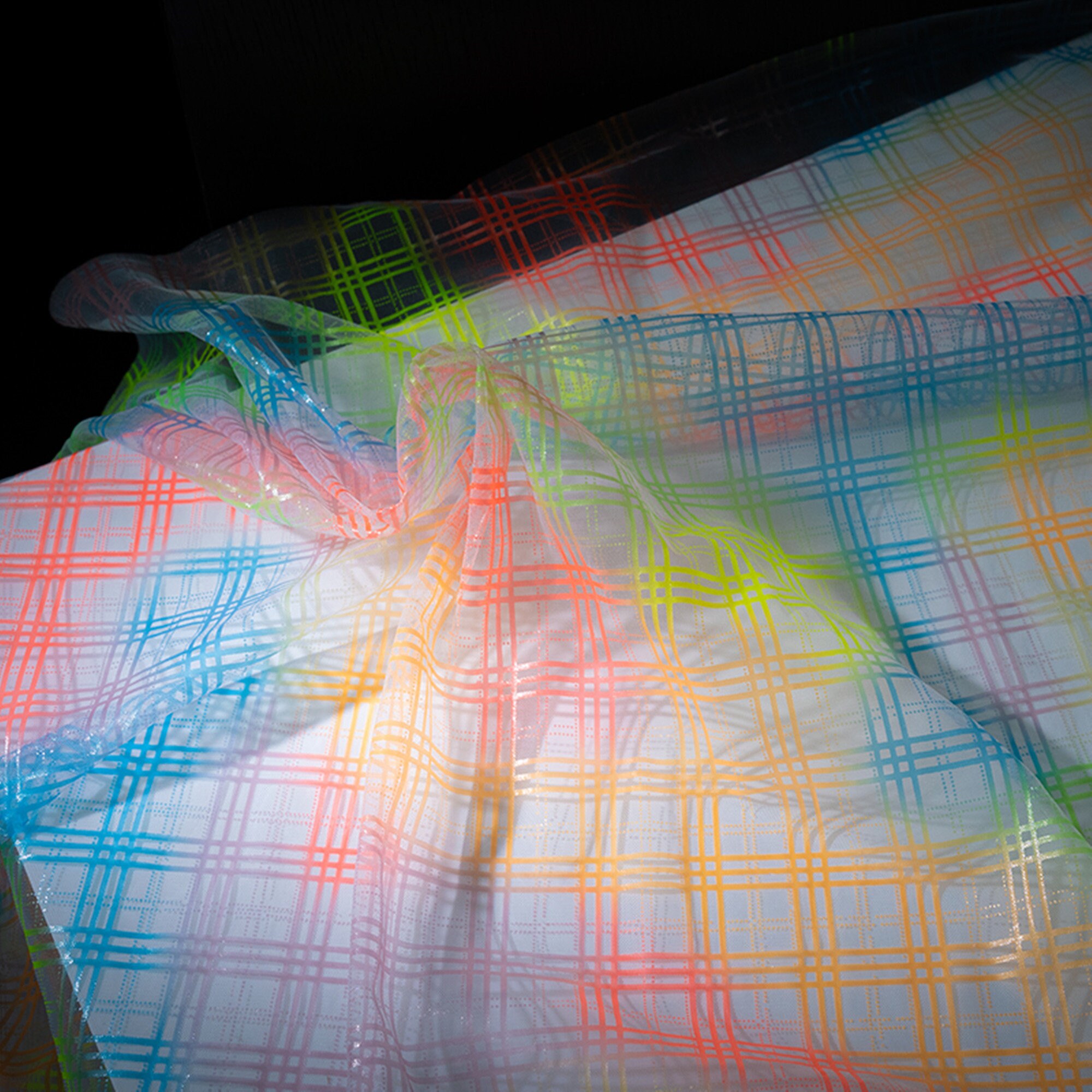 Colorful Grid Lace Fabric Rainbow Ombre Grid Pattern Print - Etsy