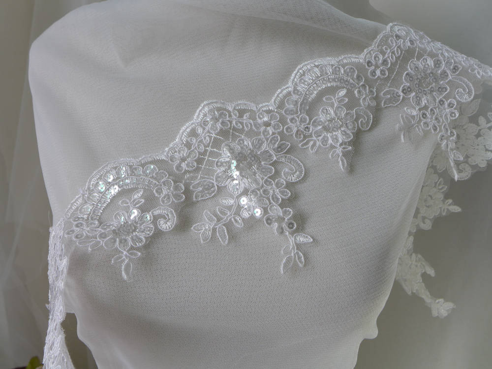 New Alencon Beaded Lace Trim in Ivory Scalloped Sequins Lace | Etsy