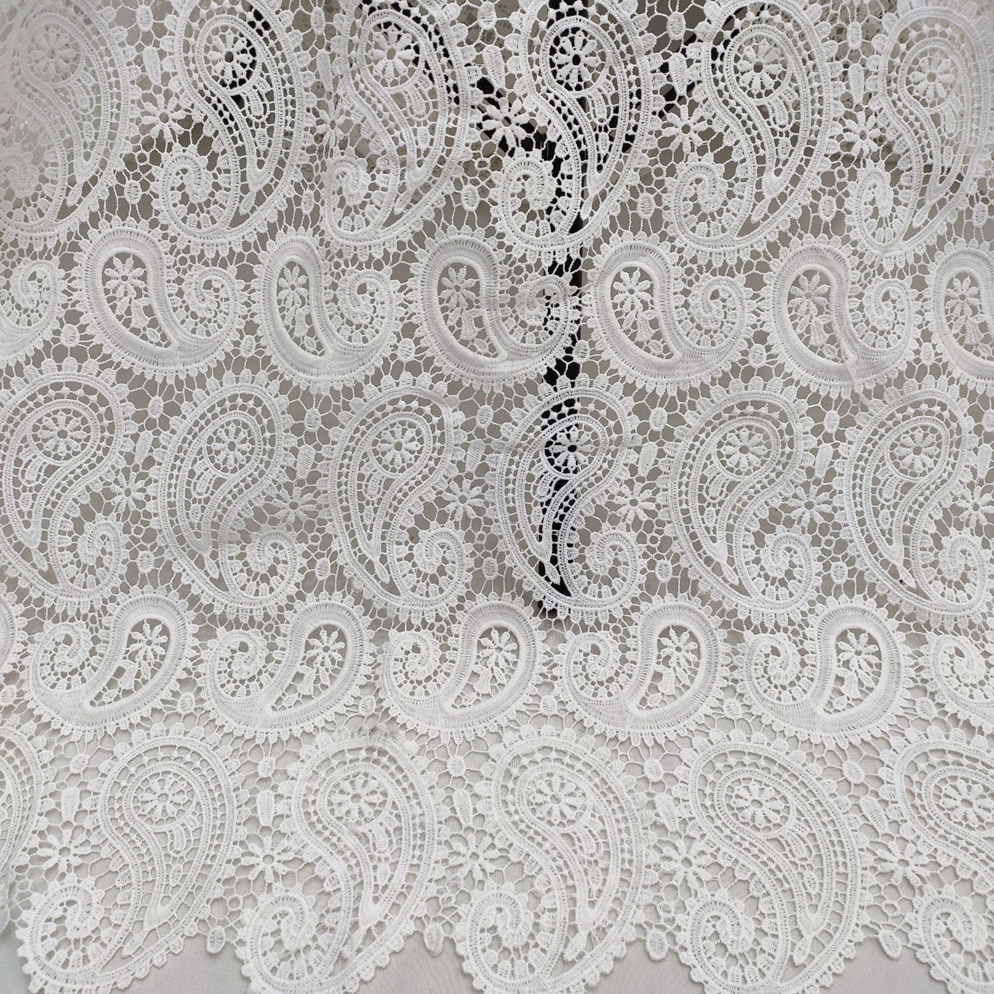Stunning Heavy Guipure Lace Fabric, Hollowed Paisley Lace Fabric, Boho ...