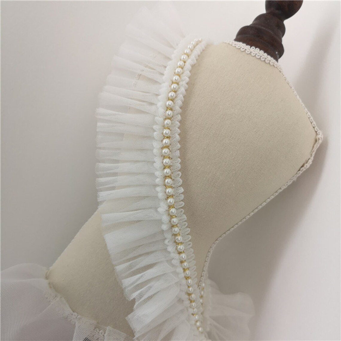 Elegant Ruffle Lace Trim With Pearl Beautiful Tulle Ruffle | Etsy