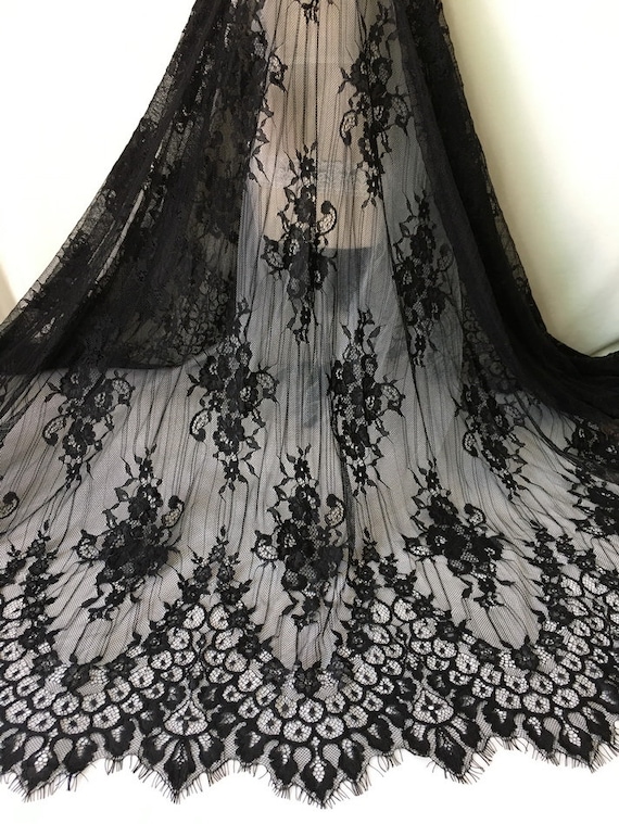 Scalloped Black Lace Fabric