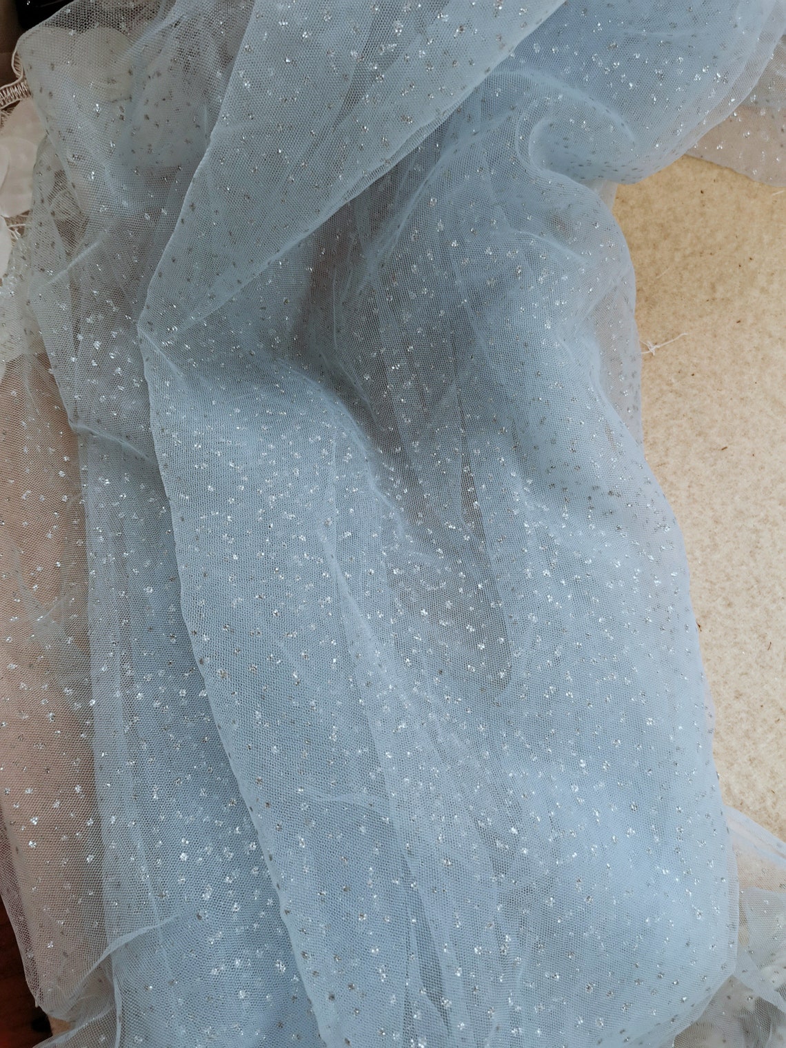 Shiny glitter lace fabric glued glitter tulle fabric sliver | Etsy