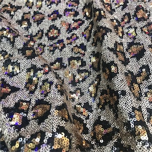 Sparkling Leopard Sequin Fabric, Sequins Fabric, Embroidery Sequins Lace Fabric for Party Dress ...