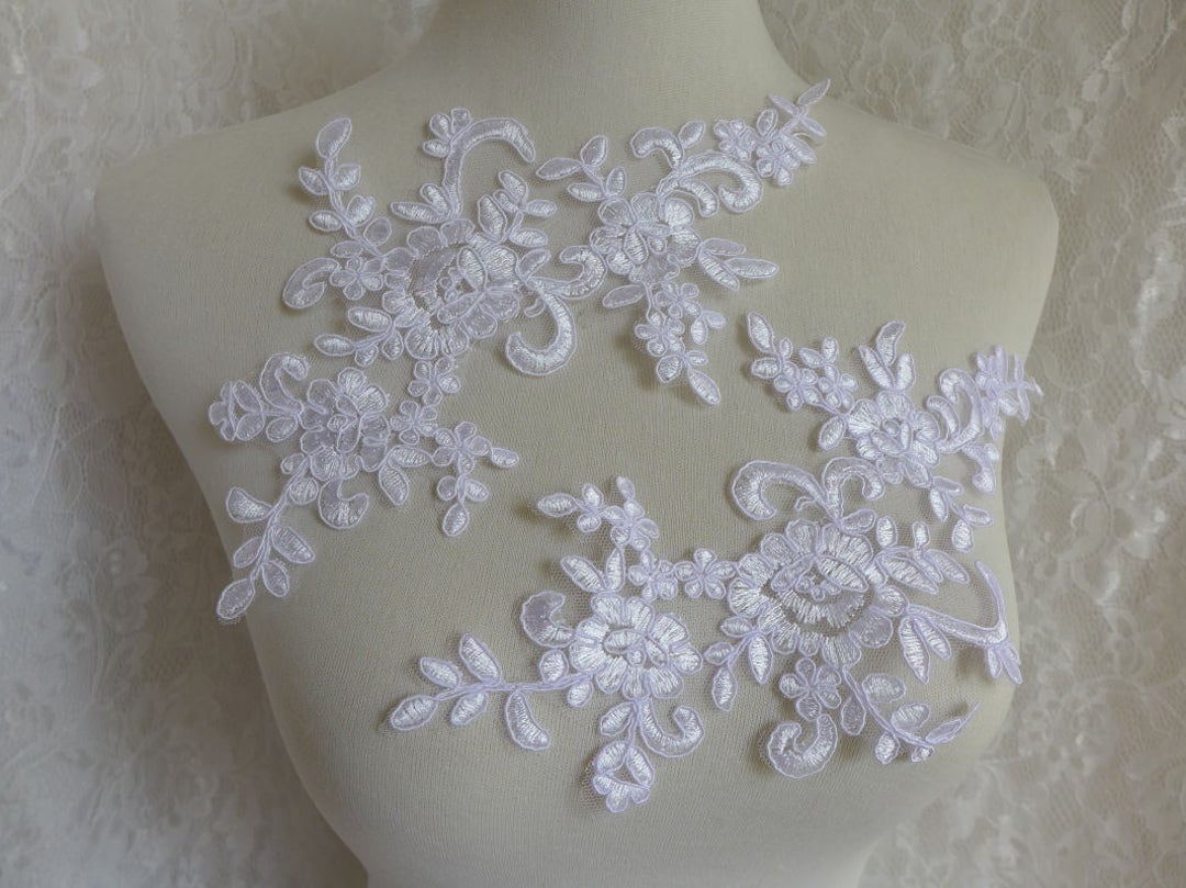 WHITE Lace Applique, Bridal Veils Applique, Wedding Applique Lace ...