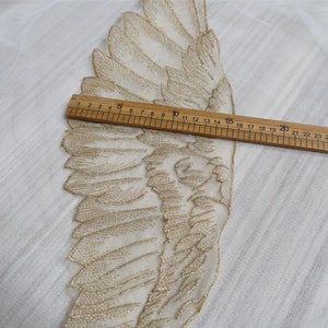 Rose Gold Wing Applique, Angel Wing Embroidery Organza Applique, Pair ...