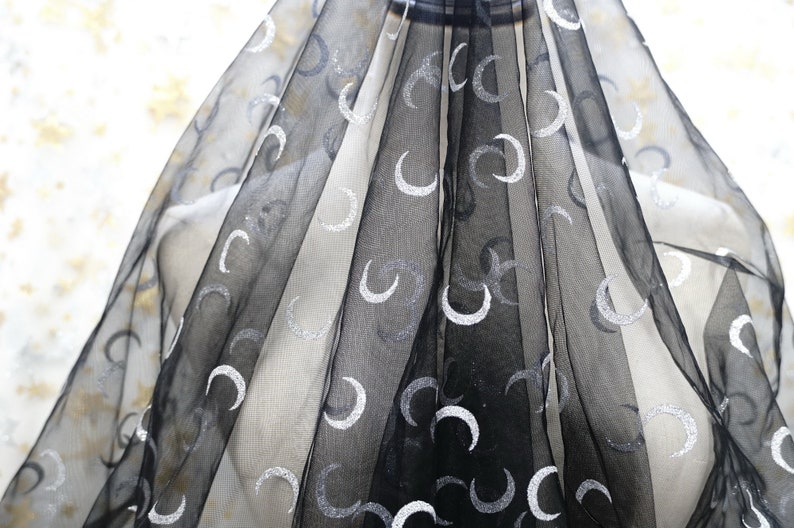 Moon Lace Fabric Moon Print Tulle Mesh Fabric Silver Half - Etsy