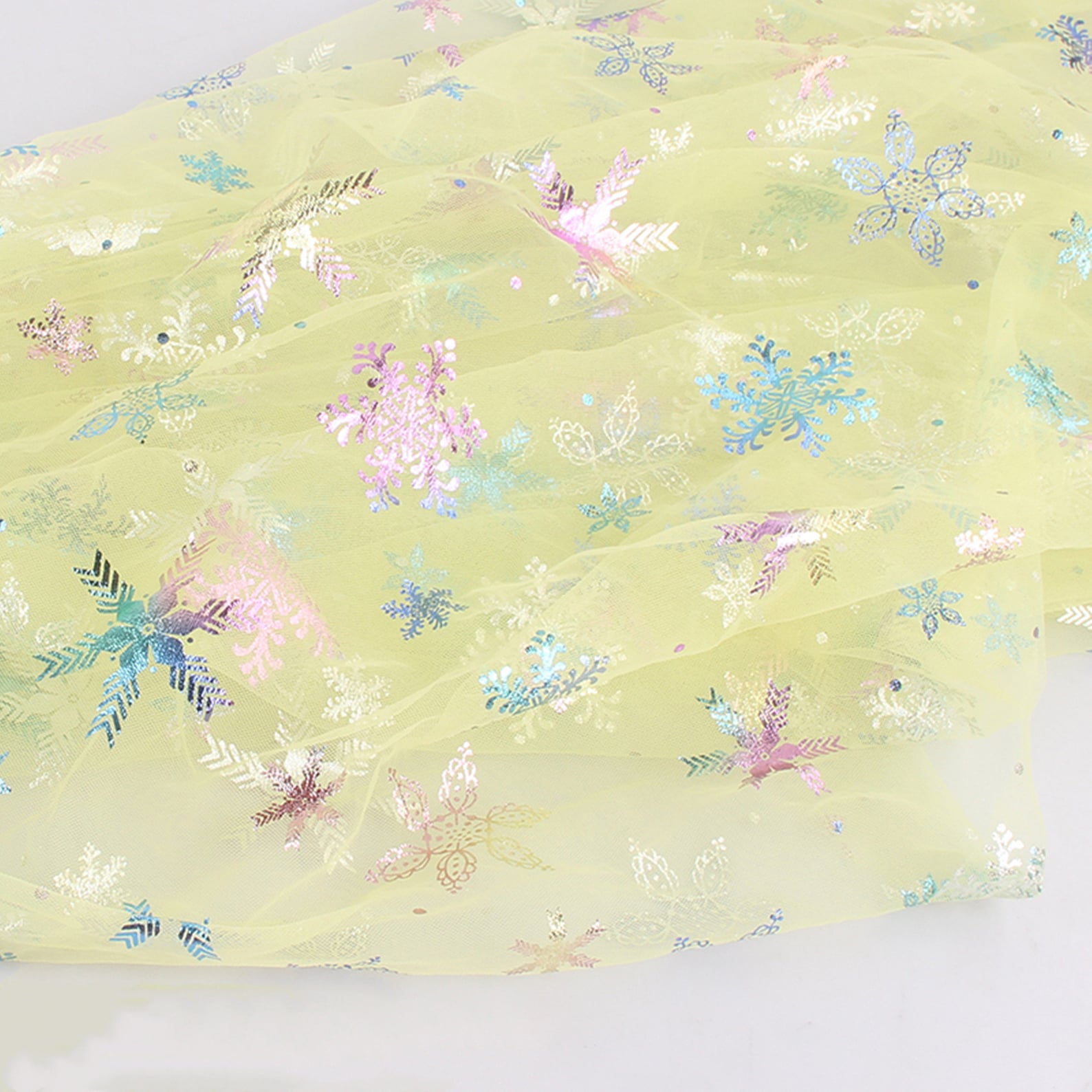 Snowflake Lace Fabric Colorful Snowflake Tulle Fabric Mesh | Etsy